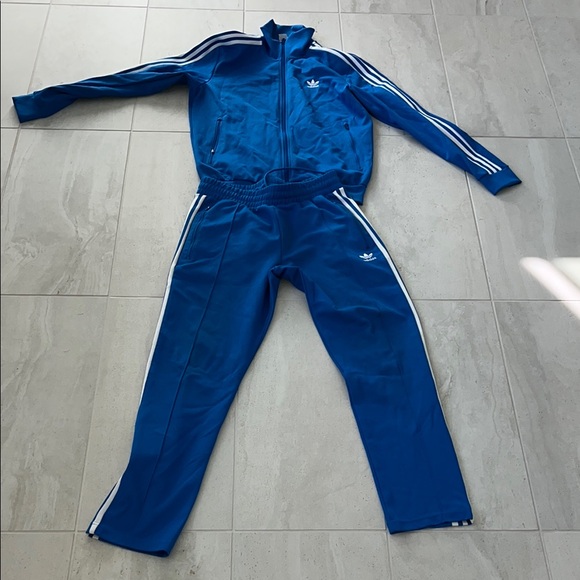 adidas | Pants | Adidas Blue Tracksuit With White Stripes | Poshmark